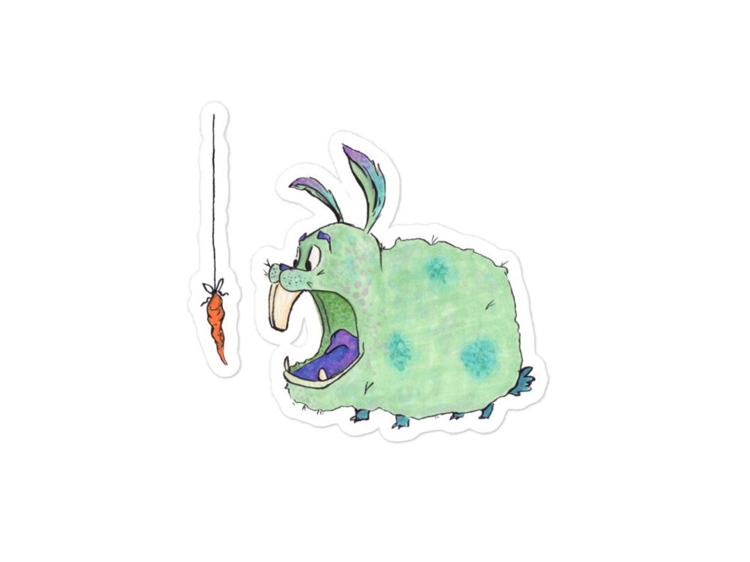 Monster Bunny Sticker, Green Monster Sticker, Waterproof Rabbit Sticker ...