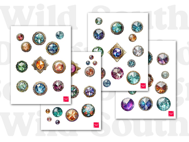 Gemstone Clipart 50 Digital PNG Jewel Stickers Commercial Use Allowed ...