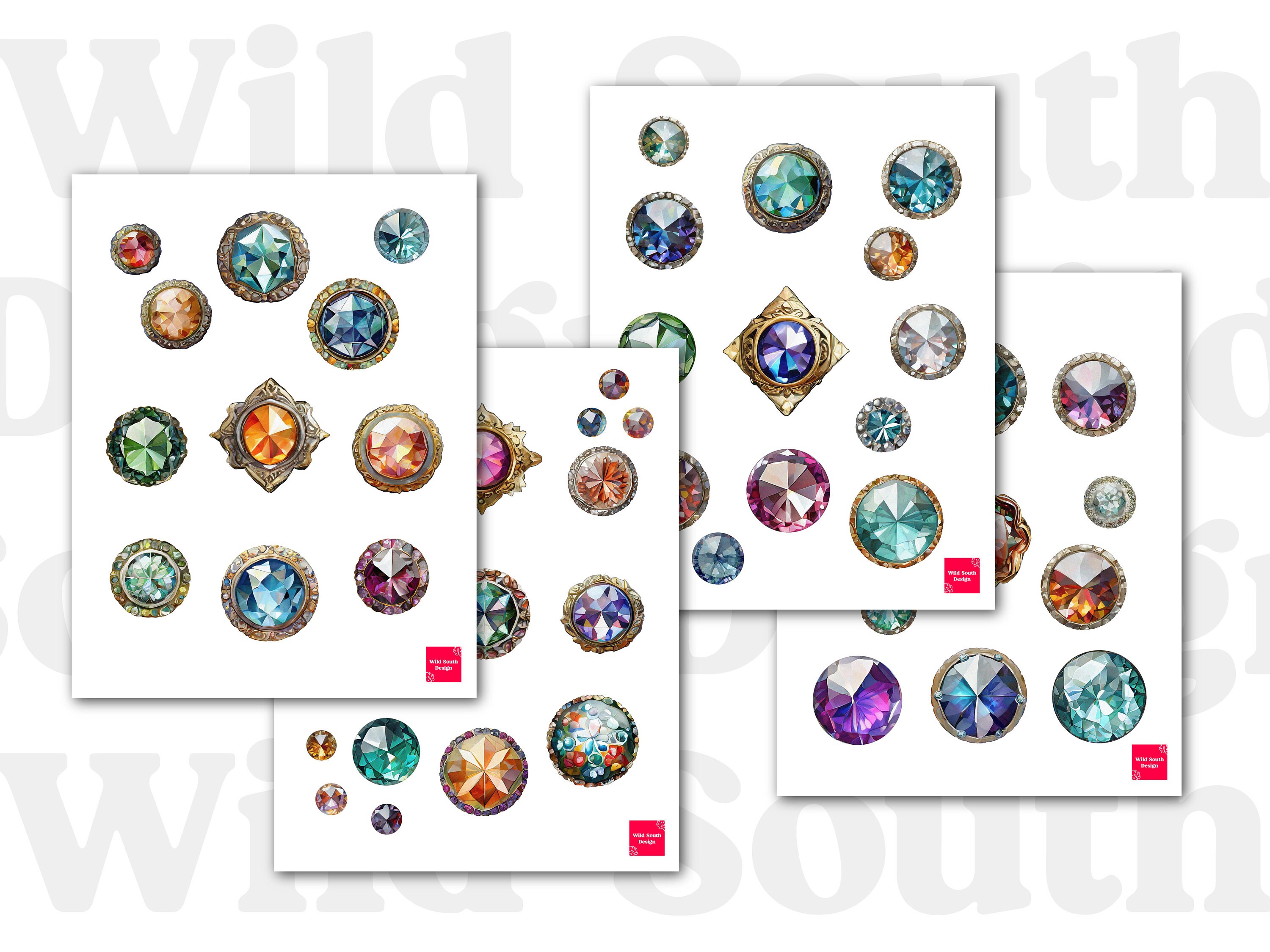 Gemstone Clipart 50 Digital PNG Jewel Stickers Commercial Use Allowed ...