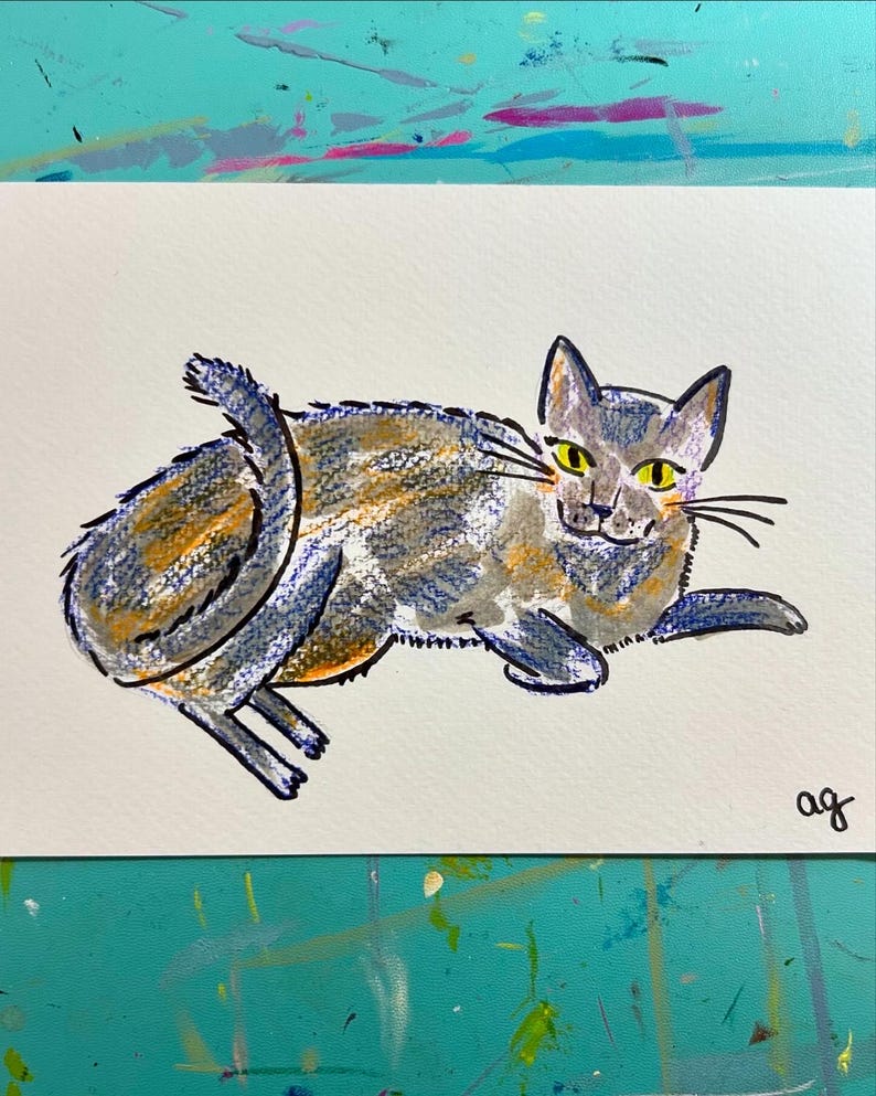 Badly Drawn Pet Portrait, Custom Hand Drawn Pet Portrait, Mixed Media ...