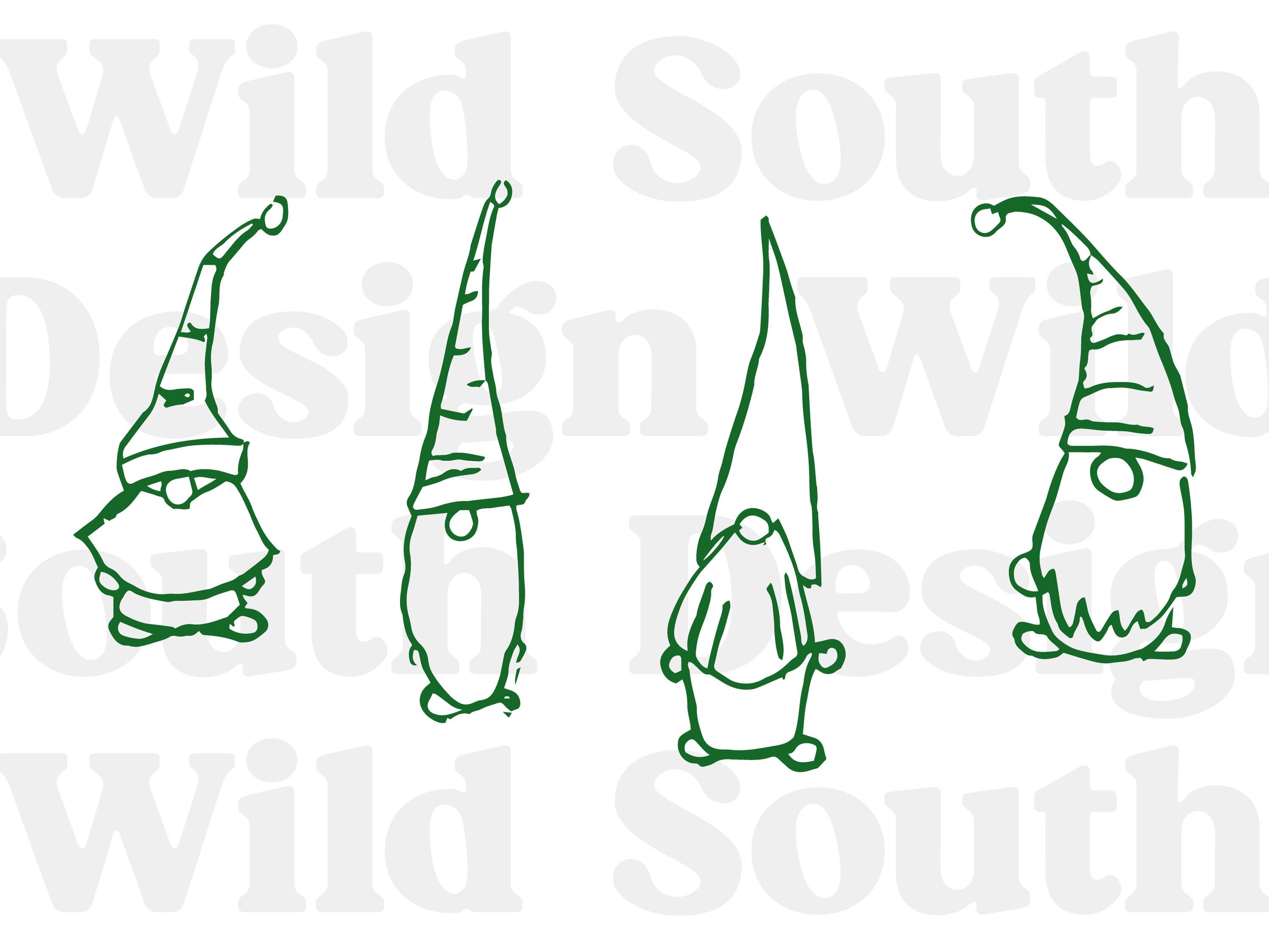 Set of 4 Hand Drawn Christmas Gnomes - Minimalist Line Art - Gnomes SVG ...