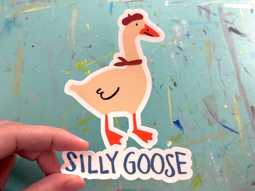 Silly Goose Waterproof Sticker, Fun Cartoon Decal, French Goose Sticker ...