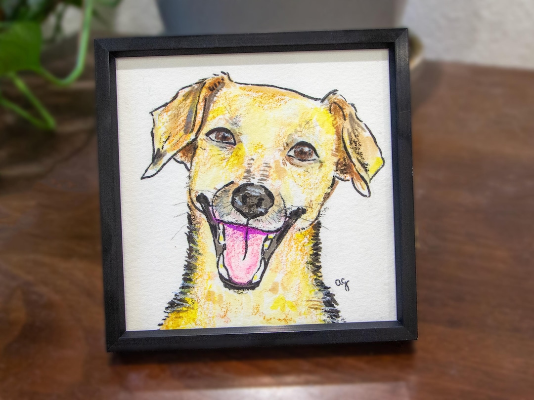 Badly Drawn Pet Portrait, Custom Hand Drawn Pet Portrait, Mixed Media ...