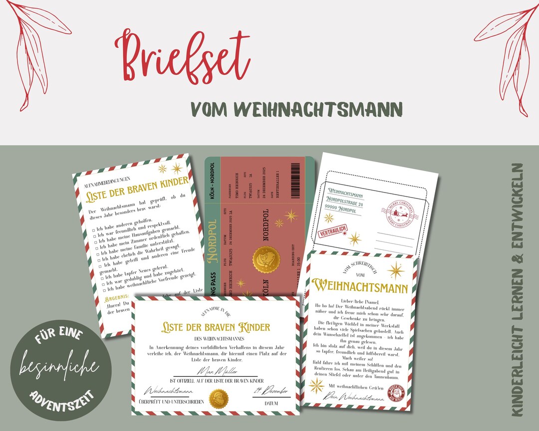 Santa's Mail Set - Brave List, Certificate, North Pole Ticket ...