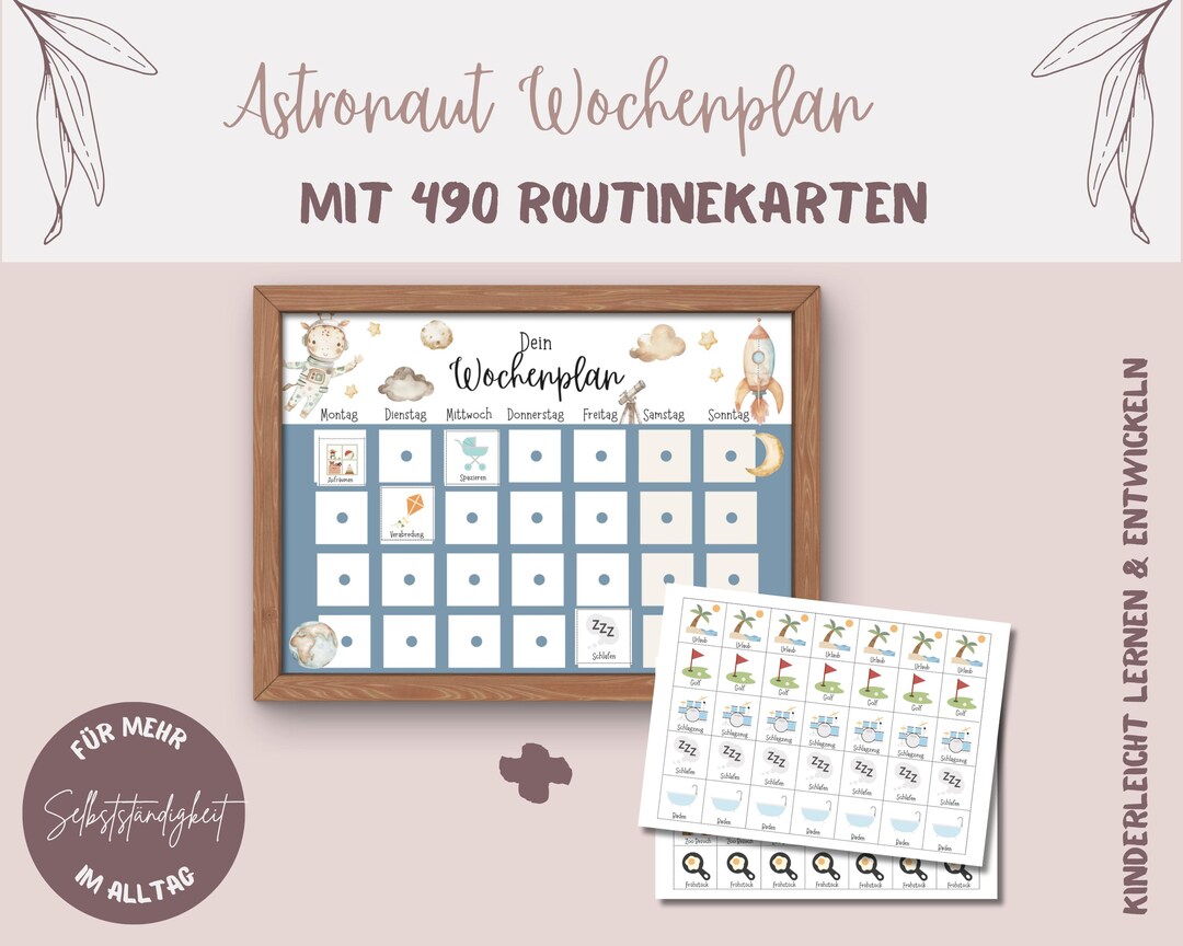 Children's Weekly Planner With 490 Routine Cards – Space-themed Weekly ...
