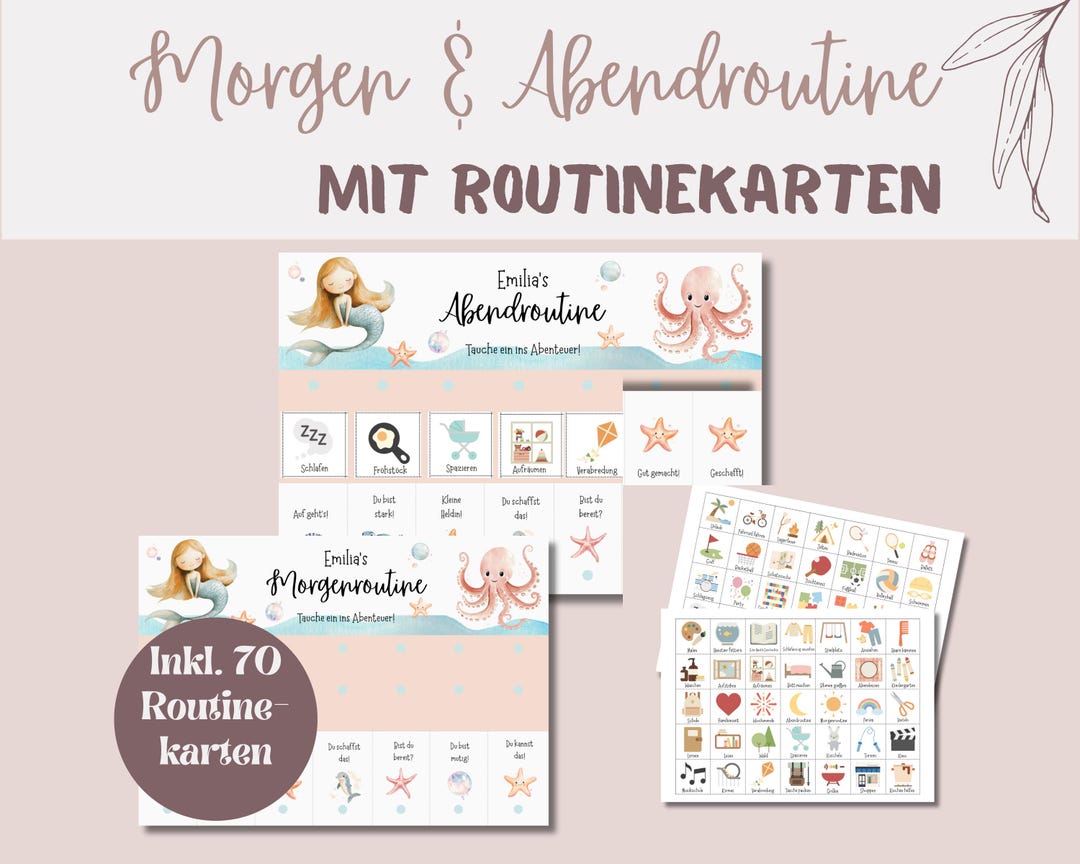Morning & Evening Routine Children's Set Ocean – 70 Routine Cards ...