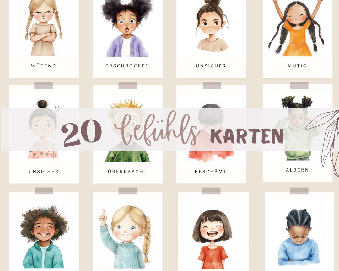 Feelings Cards for Children – Recognizing Emotions – 20 Learning Cards ...