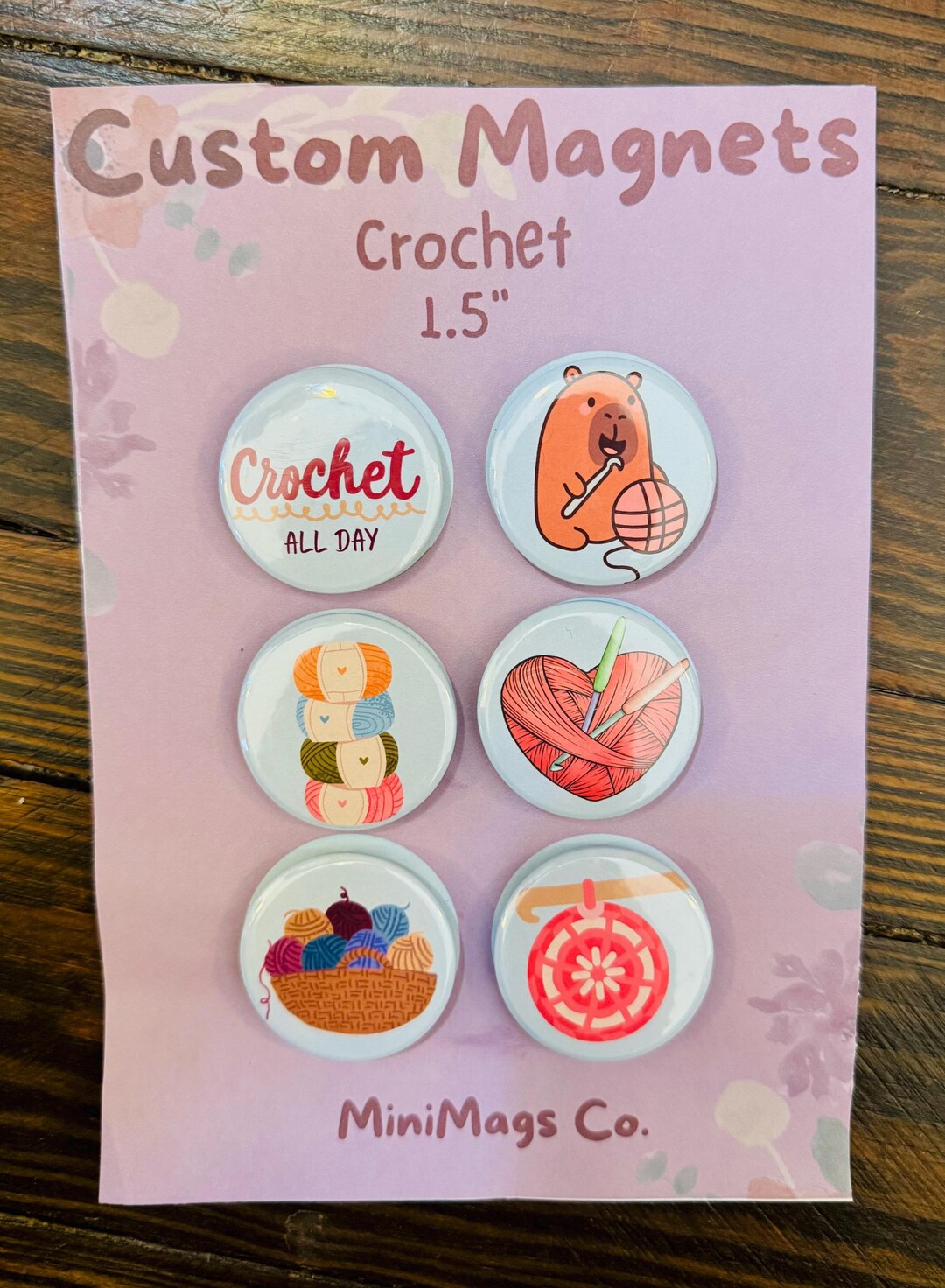 Crochet Magnet Set | 1.5" Custom Button Magnets | Crochet Lover Gift ...