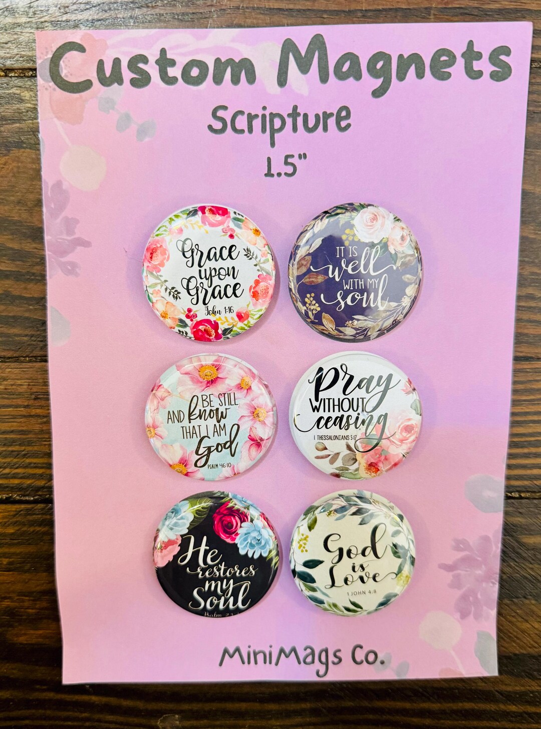 Bible Verse Set | 1.5" Custom Button Magnets | Christian Gift | Bible ...