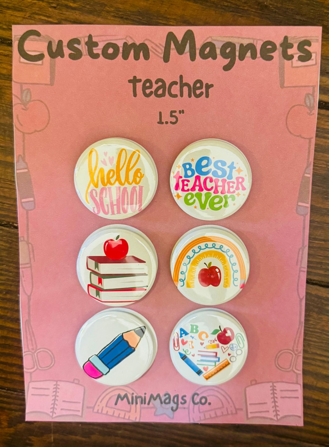 Teacher Magnet Set of 6 | 1.5" Custom Button Magnets| Fridge Magnets ...