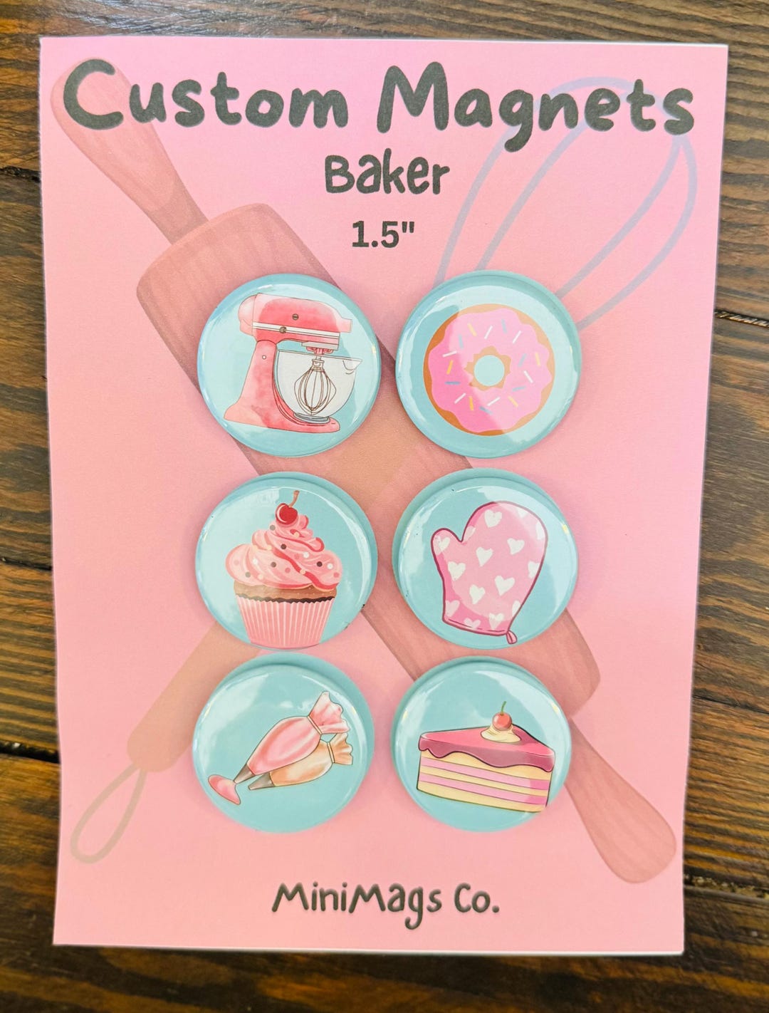 Baker Magnet Set | 1.5" Custom Button Magnets | Baking Lover Gift ...