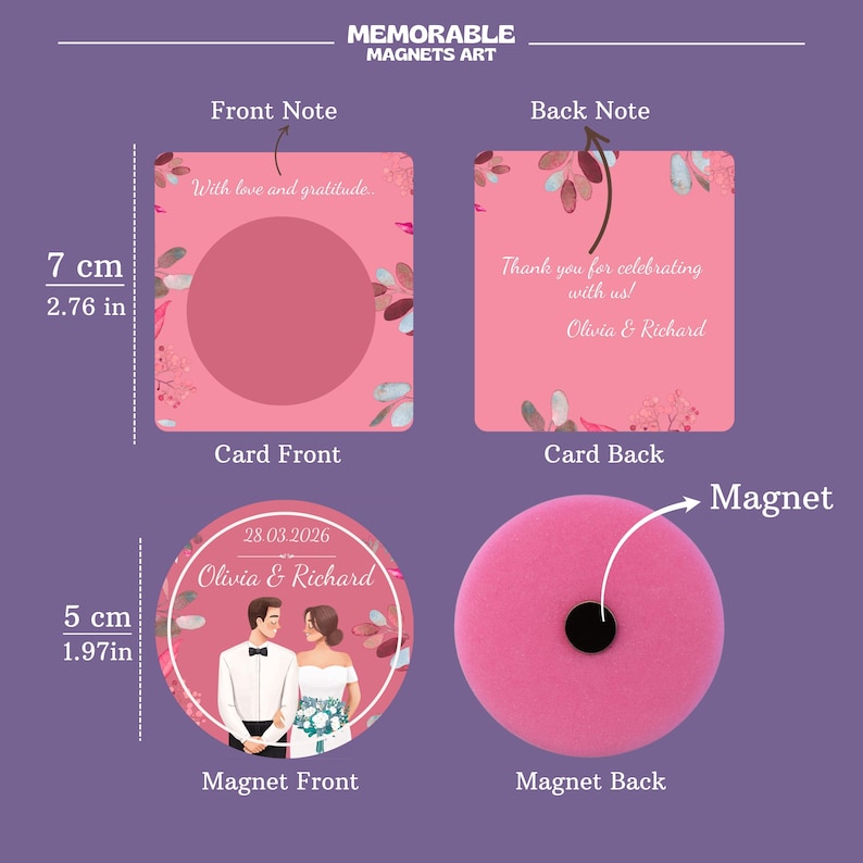 Custom Wedding Magnet Favor: Personalized Photo Souvenir, Bridal Shower ...