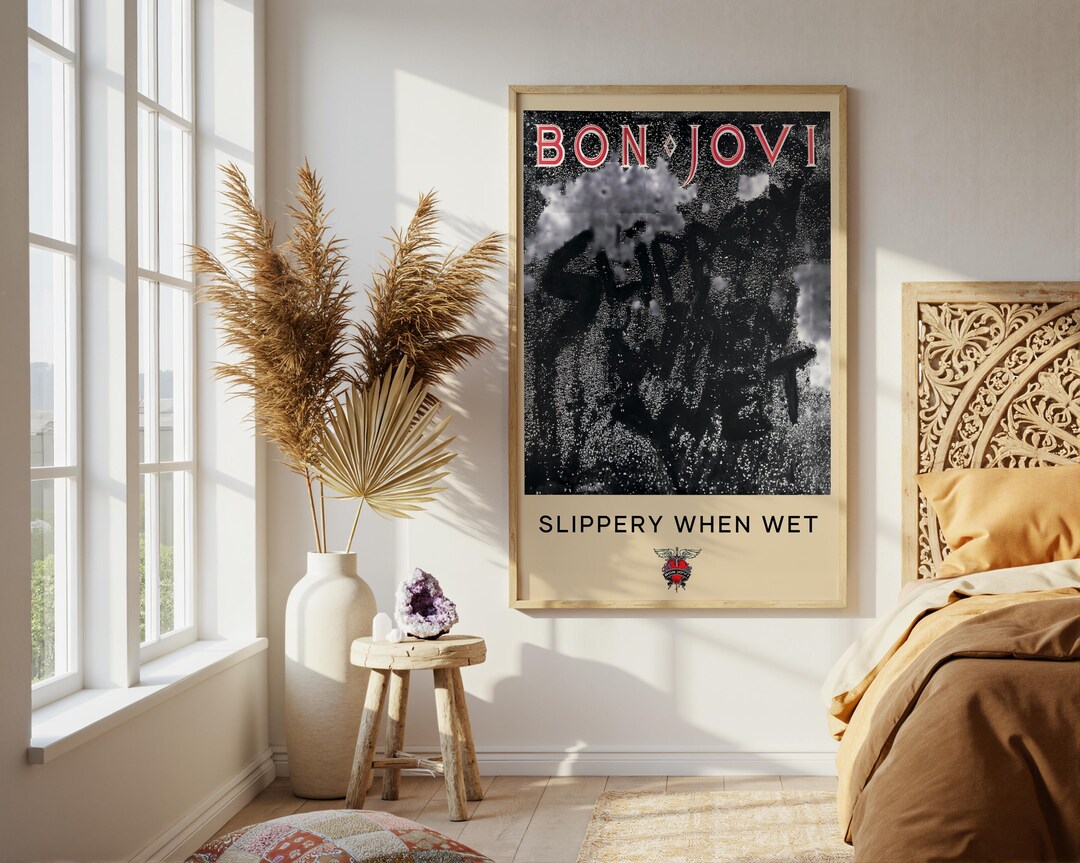 Bon Jovi Poster | Slippery When Wet Poster | Rock Music Poster | Album ...