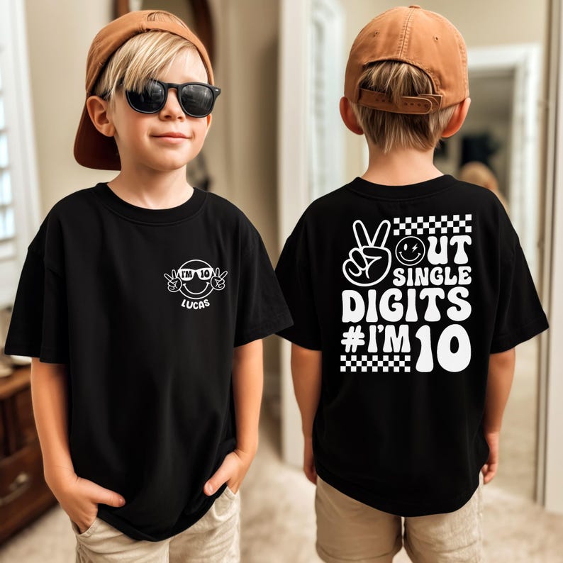 Peace Out Single Digits I'm 10 Shirt, Tenth Birthday Gift Shirt, Cool ...