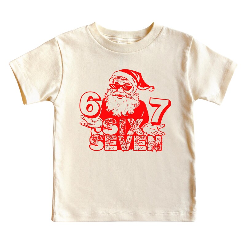 Six Seven Santa Christmas Sweatshirt, Funny Santa Shrug Xmas Tee, Kids ...