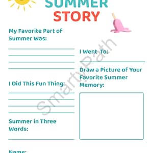 My Summer Story – Printable Worksheet for Kids - Etsy
