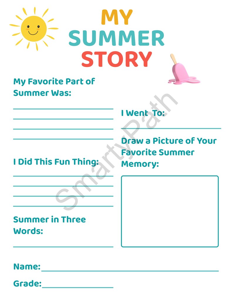 My Summer Story – Printable Worksheet for Kids - Etsy