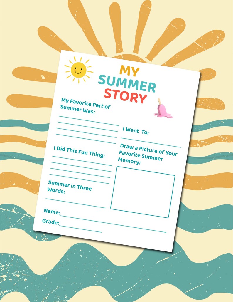 My Summer Story – Printable Worksheet for Kids - Etsy