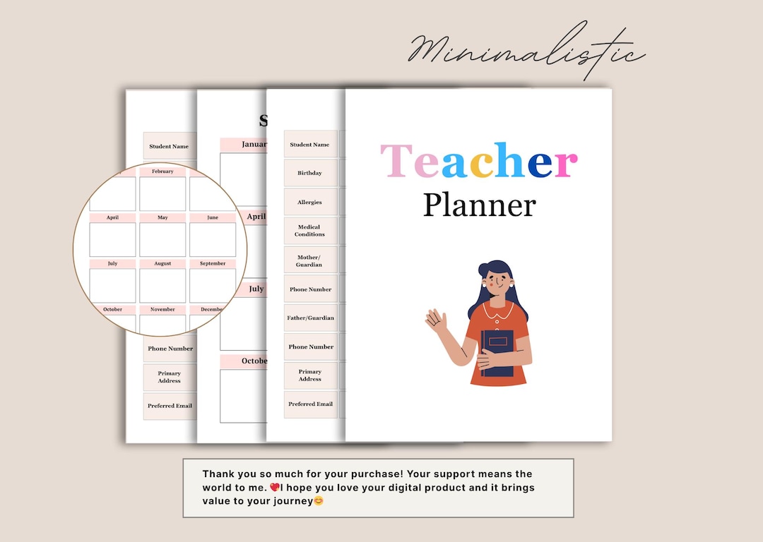 Teacher Planner Printable – Editable Digital Classroom Organizer for ...