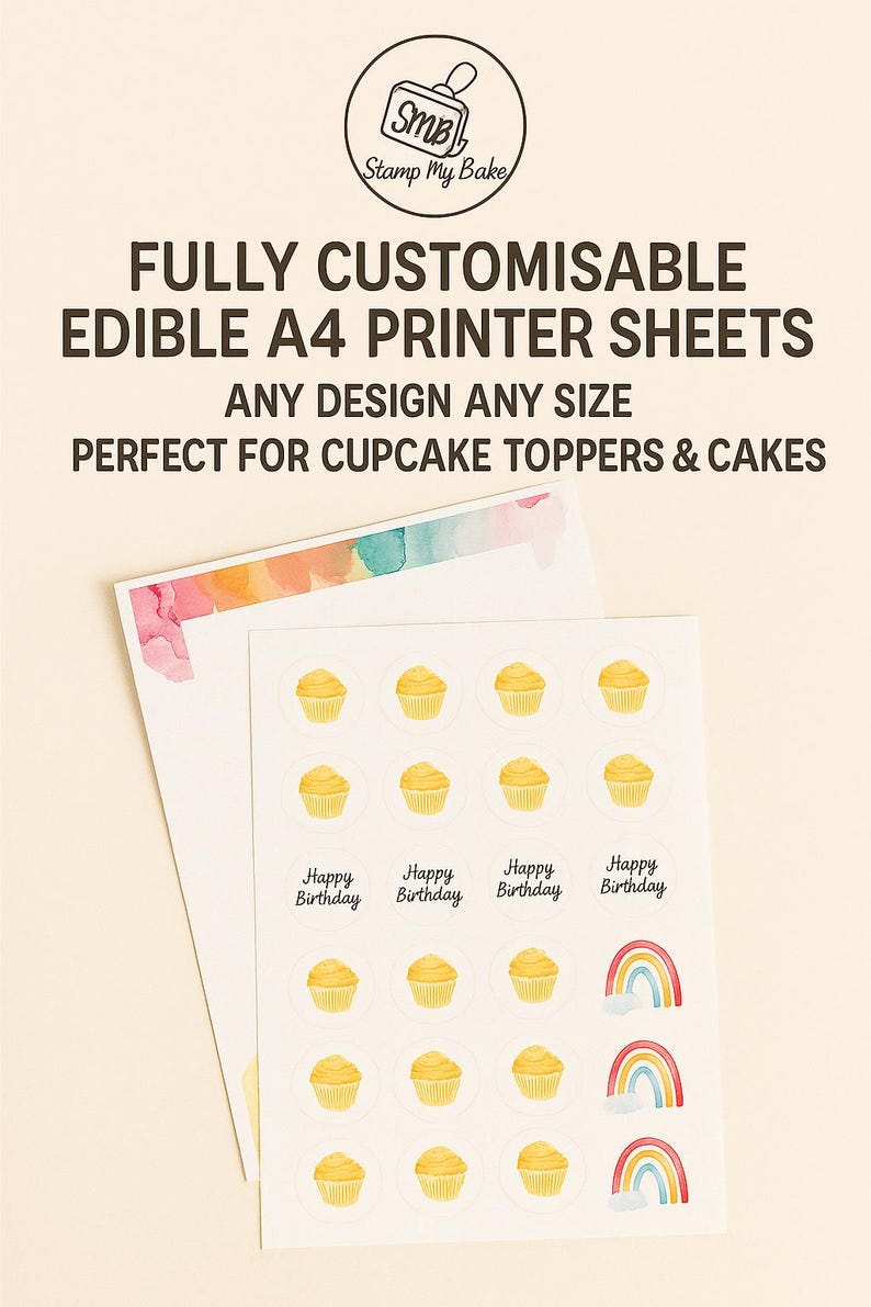 Custom A4 Edible Sheet | Any Images, Logos, Wording or Text | Wafer ...