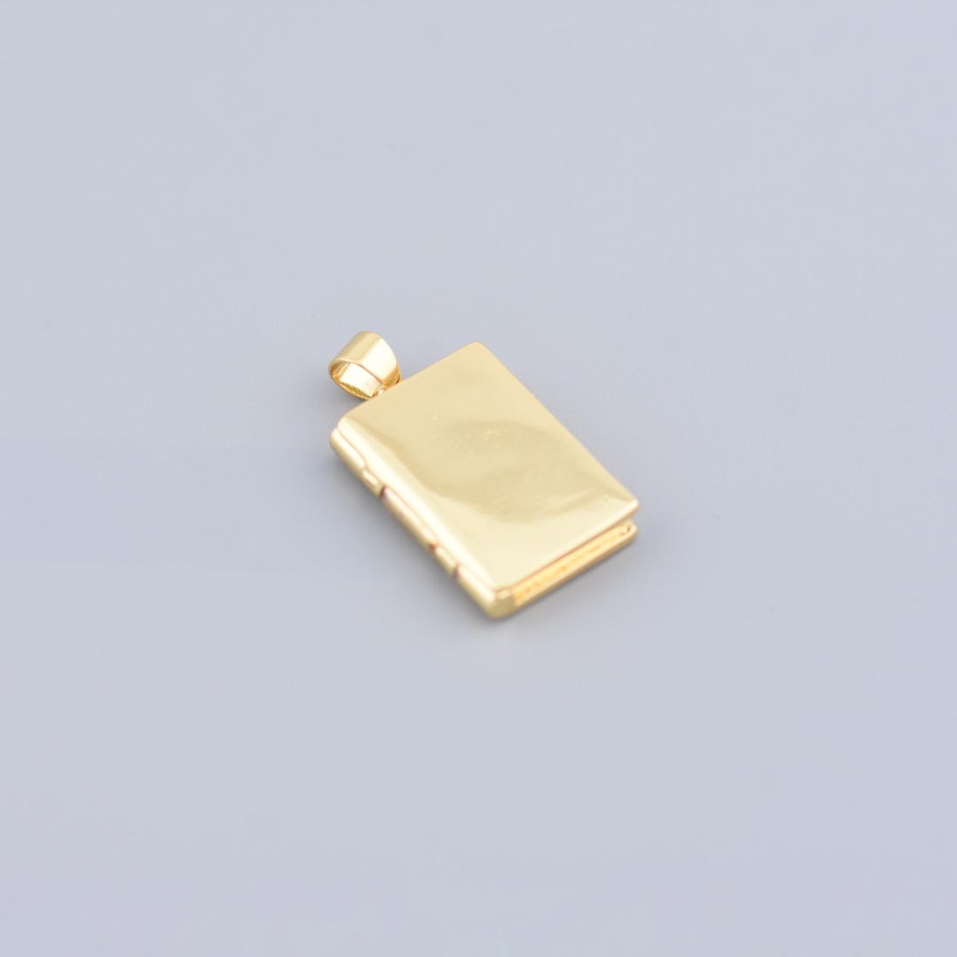 Classic Rectangle Book Pendant in 18K Gold Filled, Ideal for Literary ...