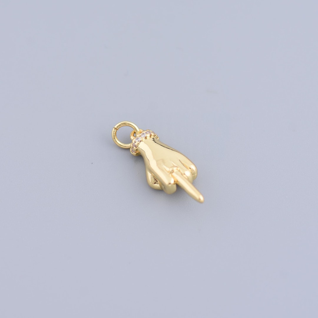 Cool 18K Gold Filled Middle Finger Pendant Charm Punk Hip Hop Jewelry ...