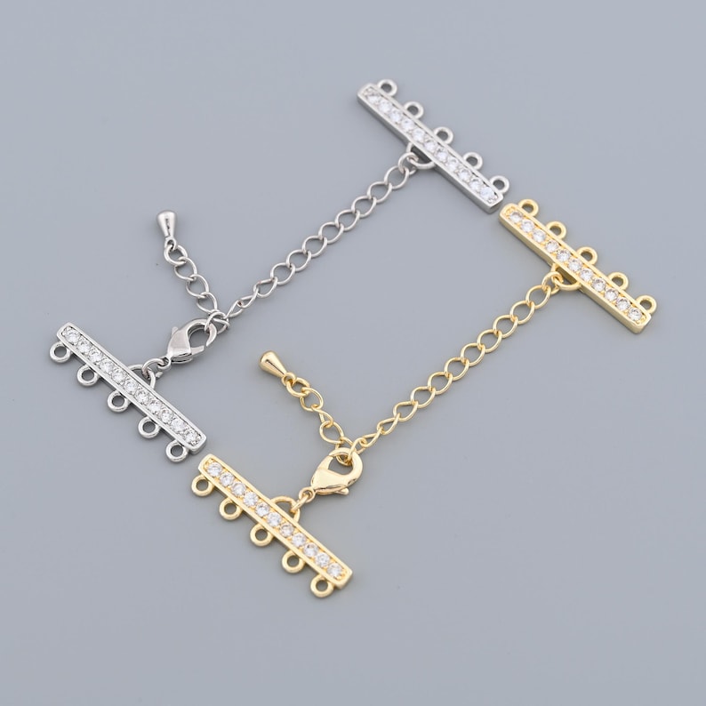 18K Gold Filled Multi Strand Clasp With Crystal Inlay, Adjustable ...