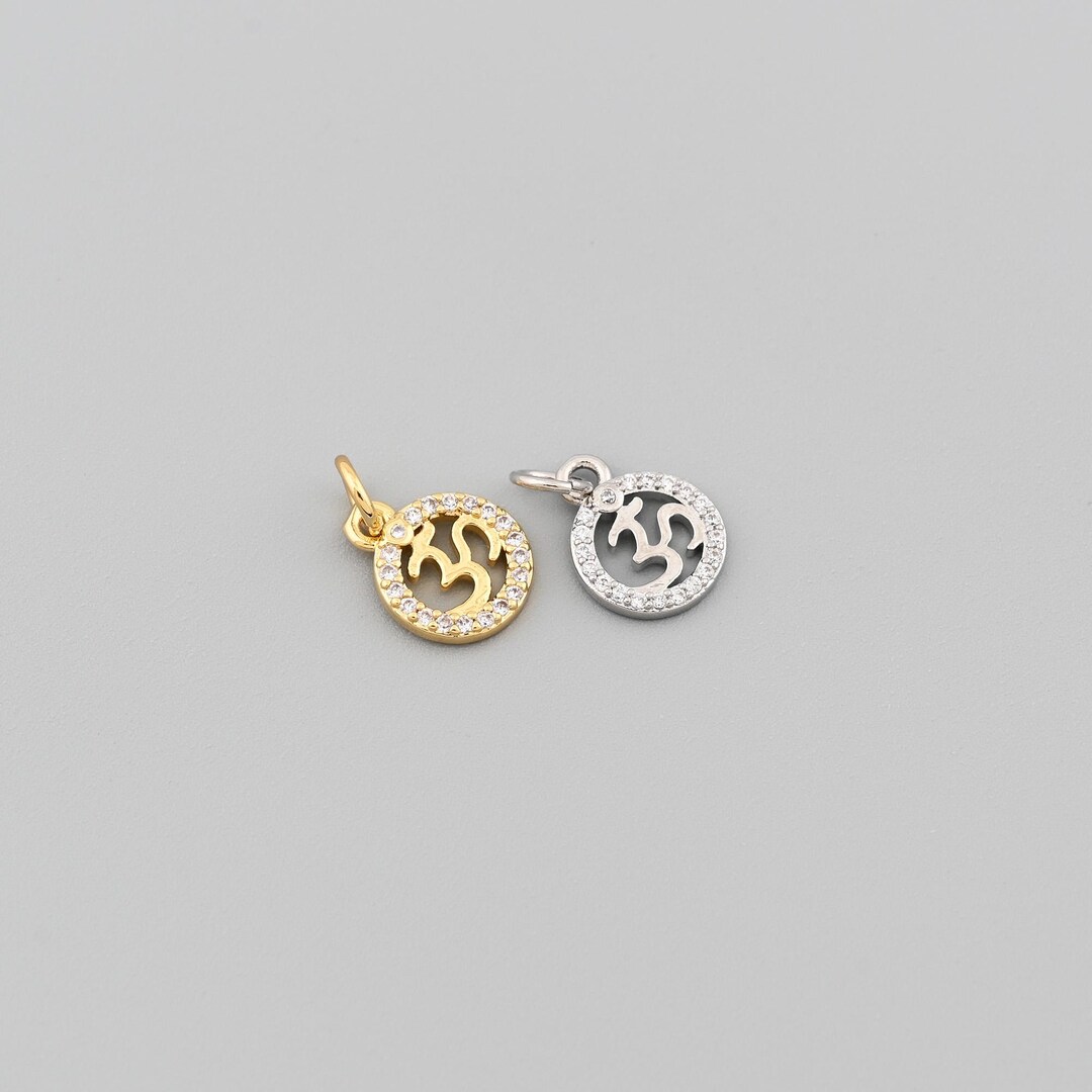 Radiant 18K Gold Filled Om Symbol Charm With Zircon Details, Spiritual ...