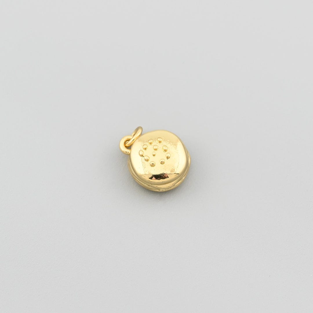 Charming 18K Gold Filled Circle Locket With Textured Dot Pattern for ...