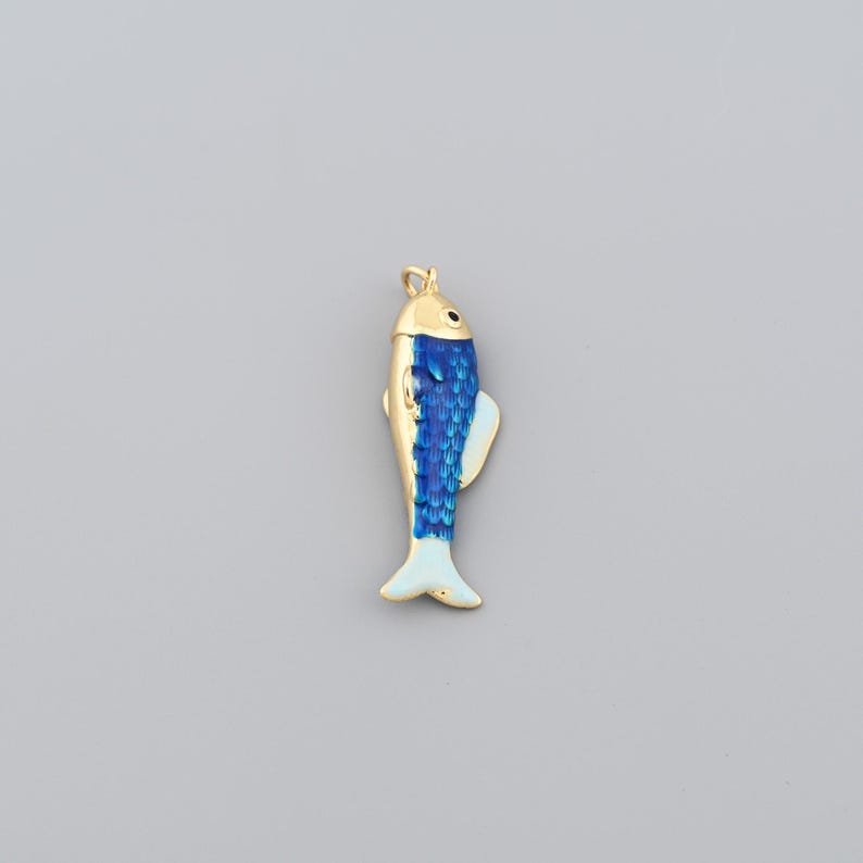Nautical Style Colorful Enamel Fish Pendant 18K Gold Filled Charm for ...
