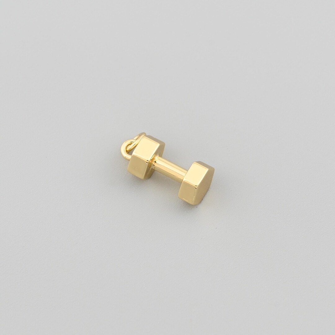 Fitness Dumbbell Pendant in 18K Gold Filled for Sporty Necklace Making ...