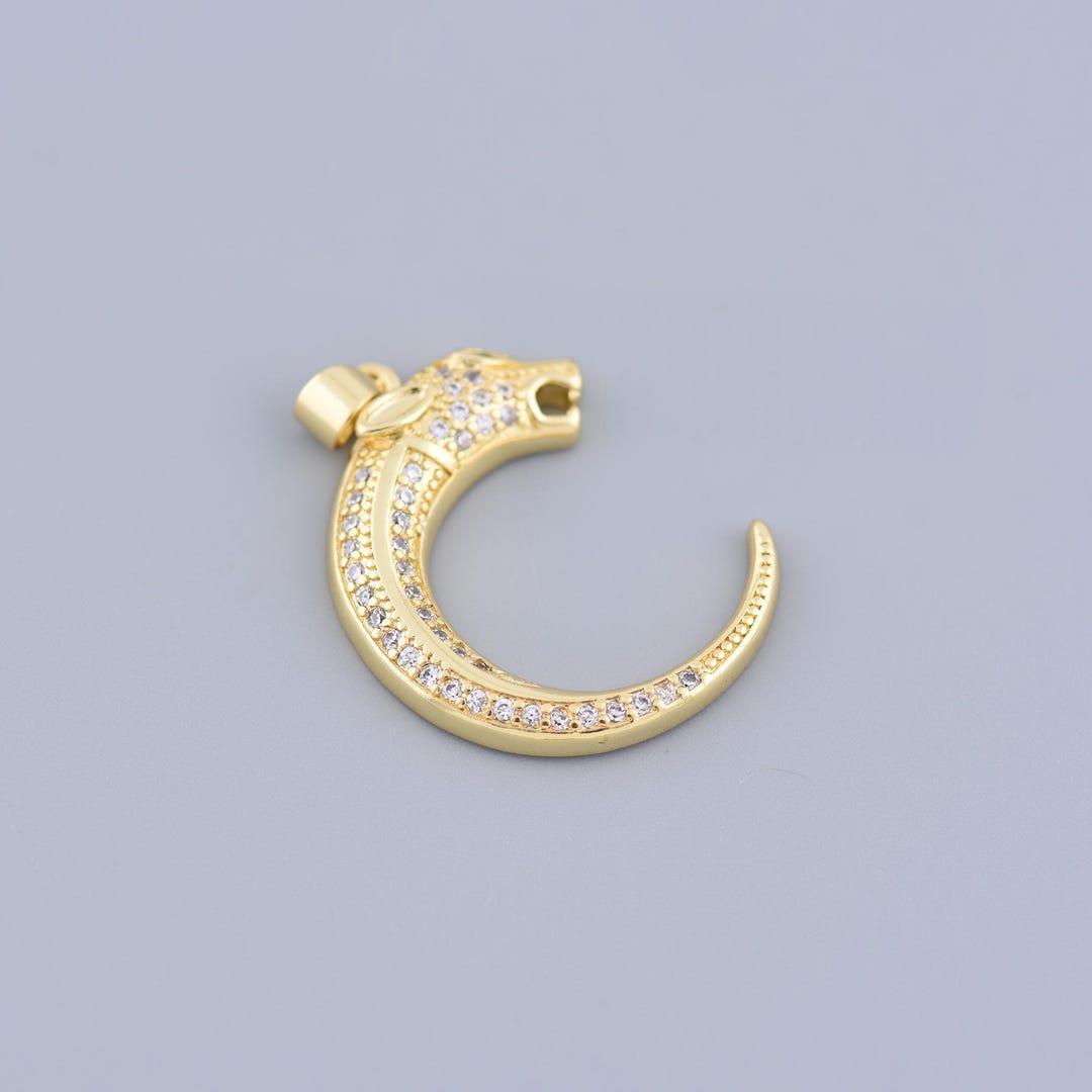 Animal Inspired Leopard Crescent Moon Pendant With CZ for Handmade ...