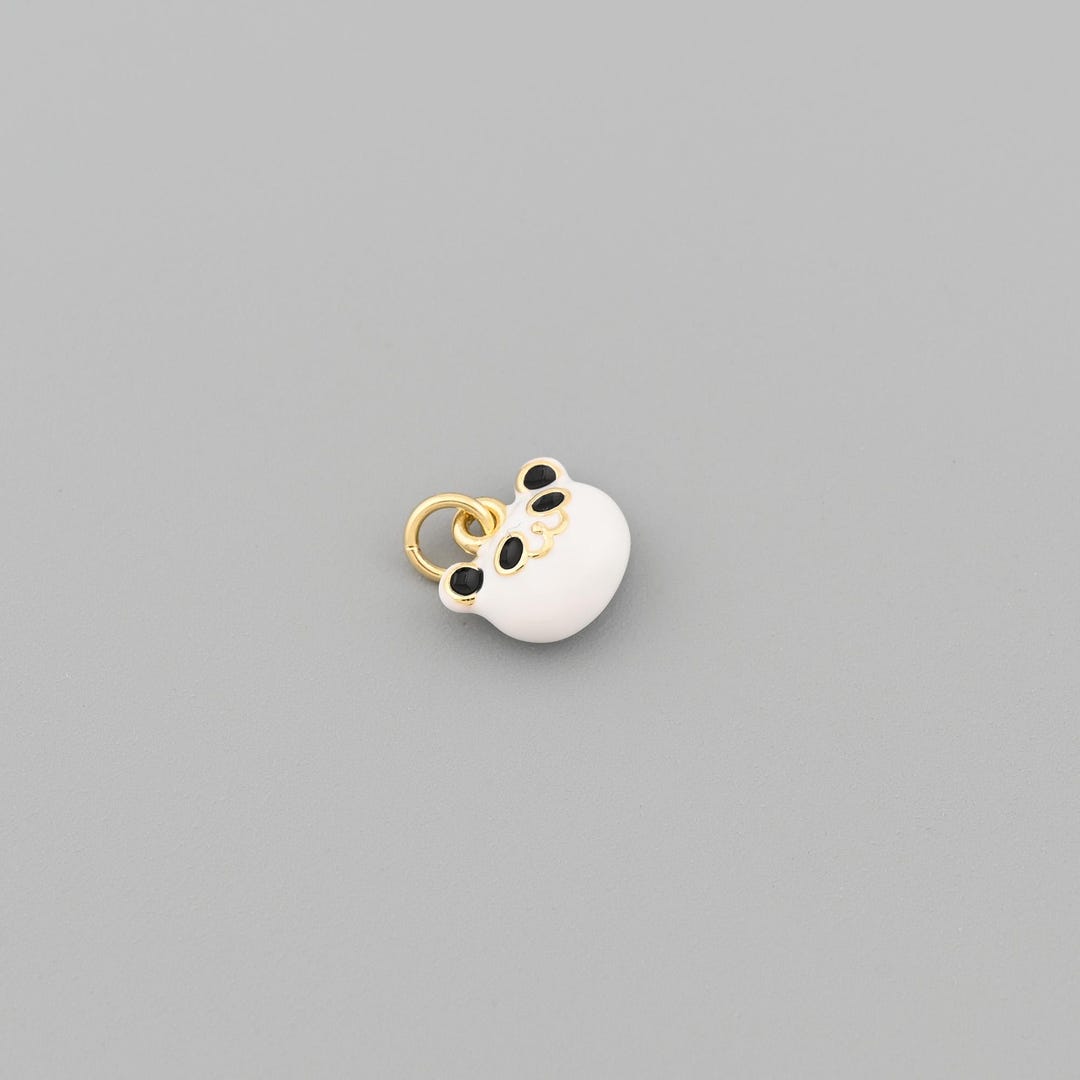 Mini Panda Head Enamel Pendant 18K Gold Filled for Handmade Craft ...