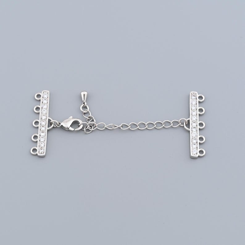 18K Gold Filled Multi Strand Clasp With Crystal Inlay, Adjustable ...