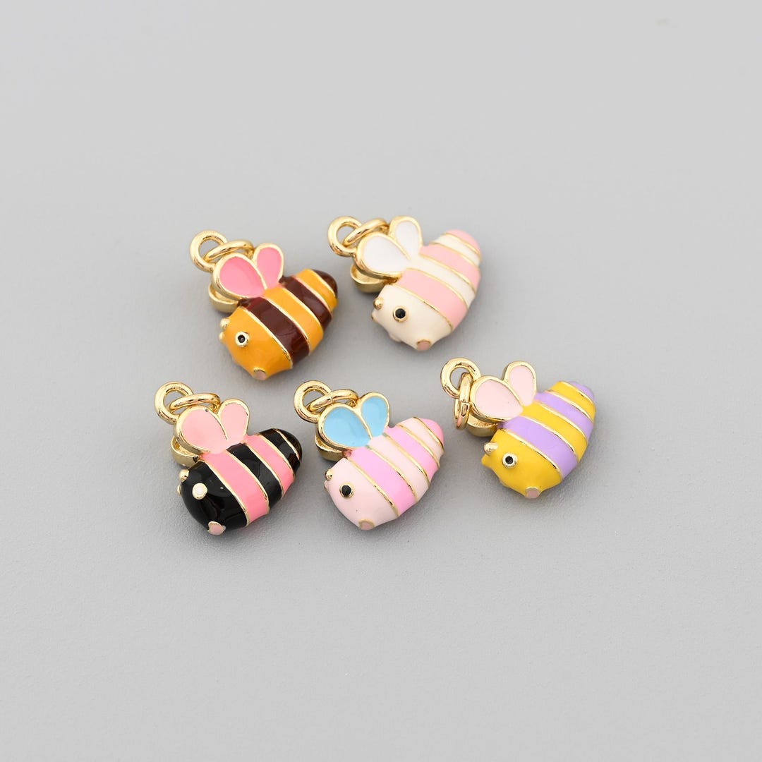 Colorful Enamel Bee Pendant 18K Gold Filled Kawaii Cute Charm for ...
