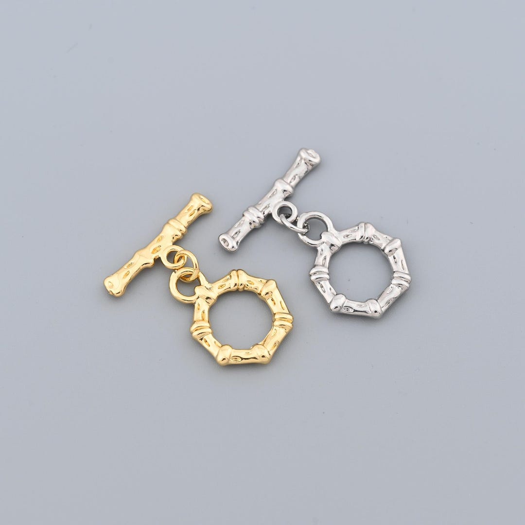 Bamboo Inspired Round Toggle Clasp in 18K Gold Filled for Necklace ...