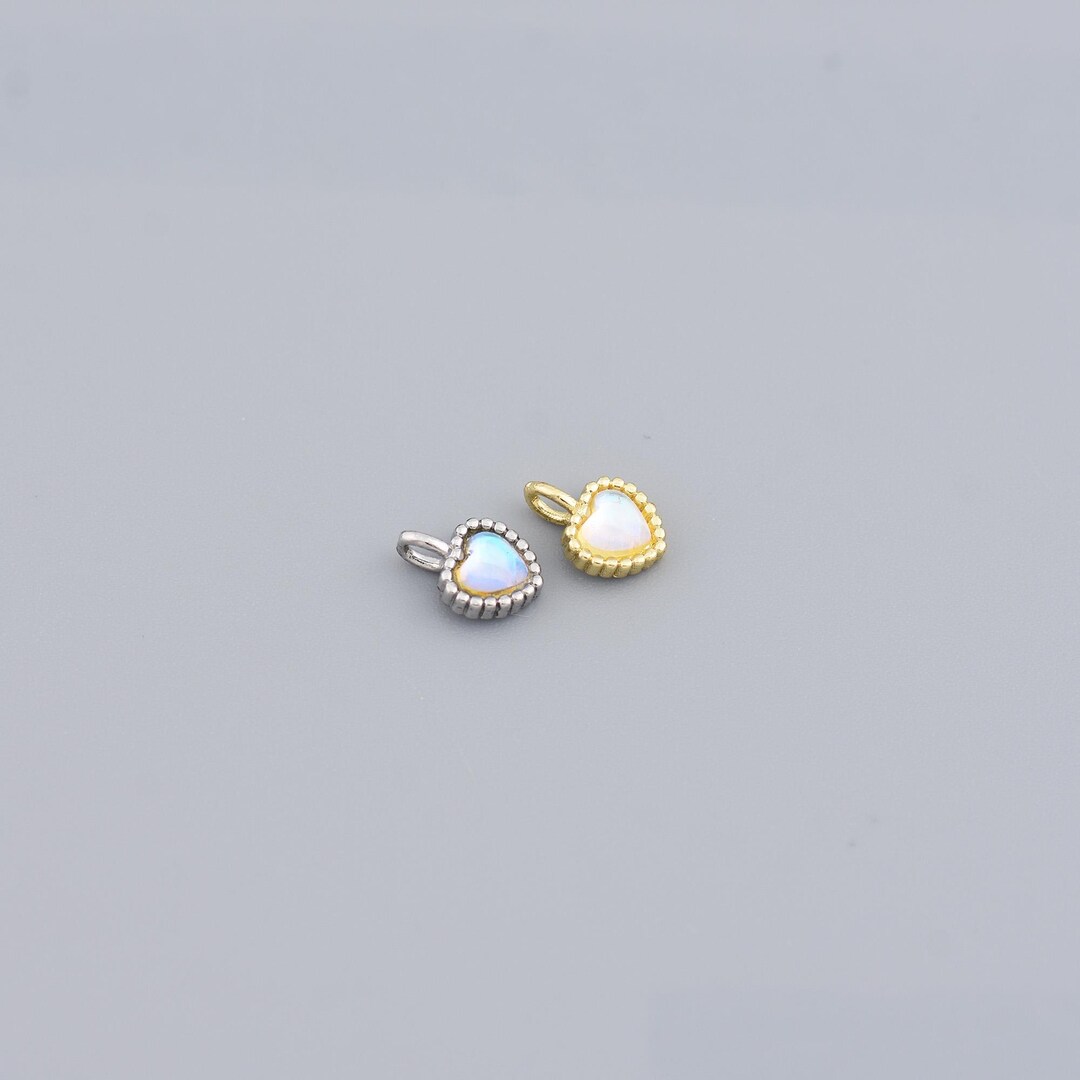 Dainty Opalescent Shell Heart Pendant With Beaded Gold Border for ...