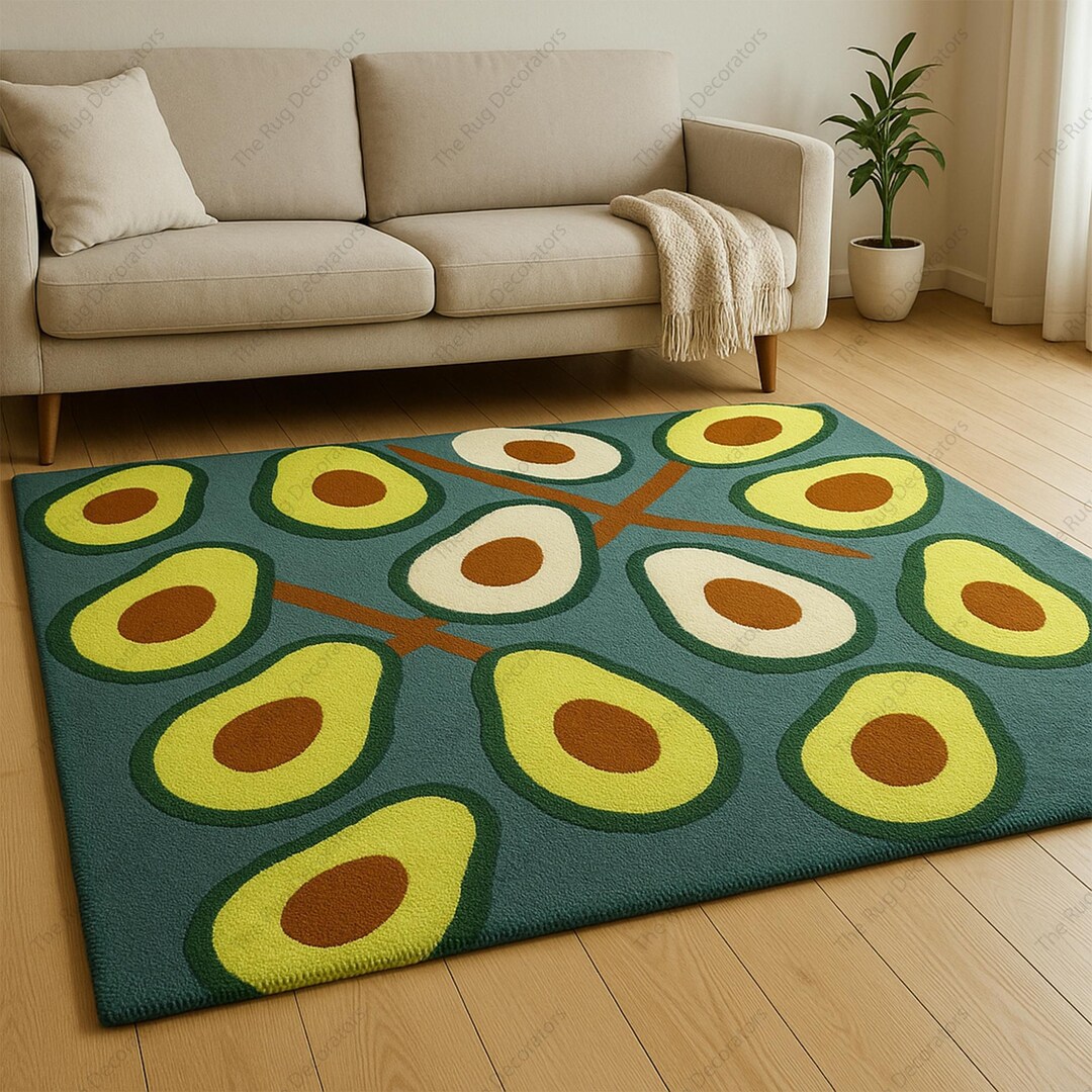 Hand-tufted Wool Rug – Quirky Avocado Pattern, Modern Home Decor - Etsy