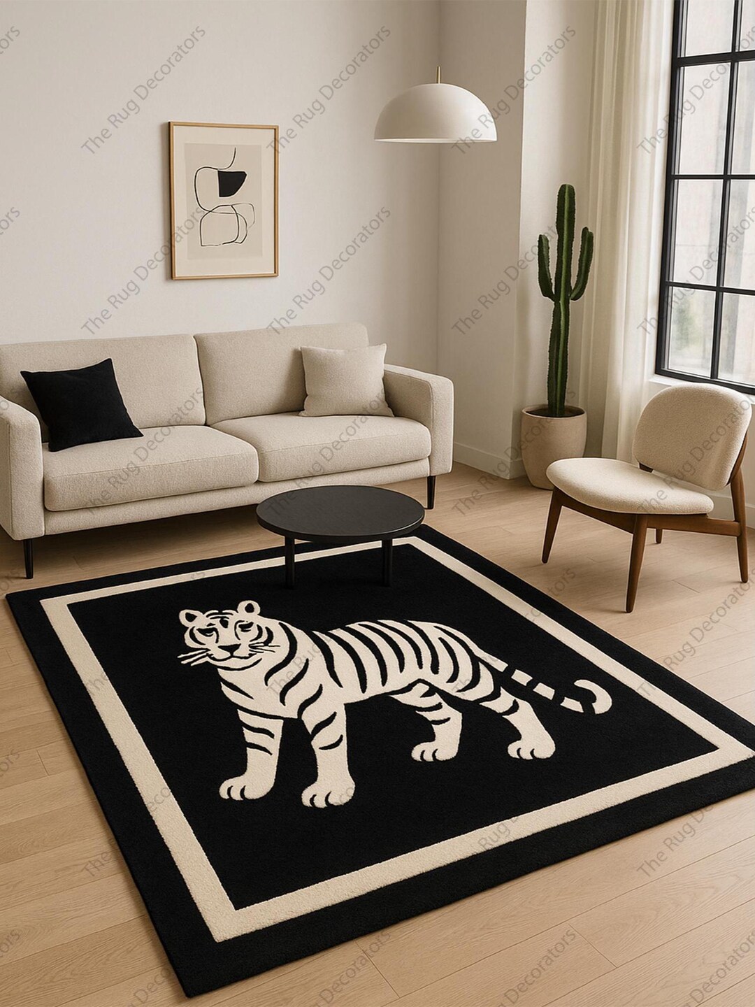Hand-tufted Wool Rug – Black & Ivory Tiger Design - Etsy