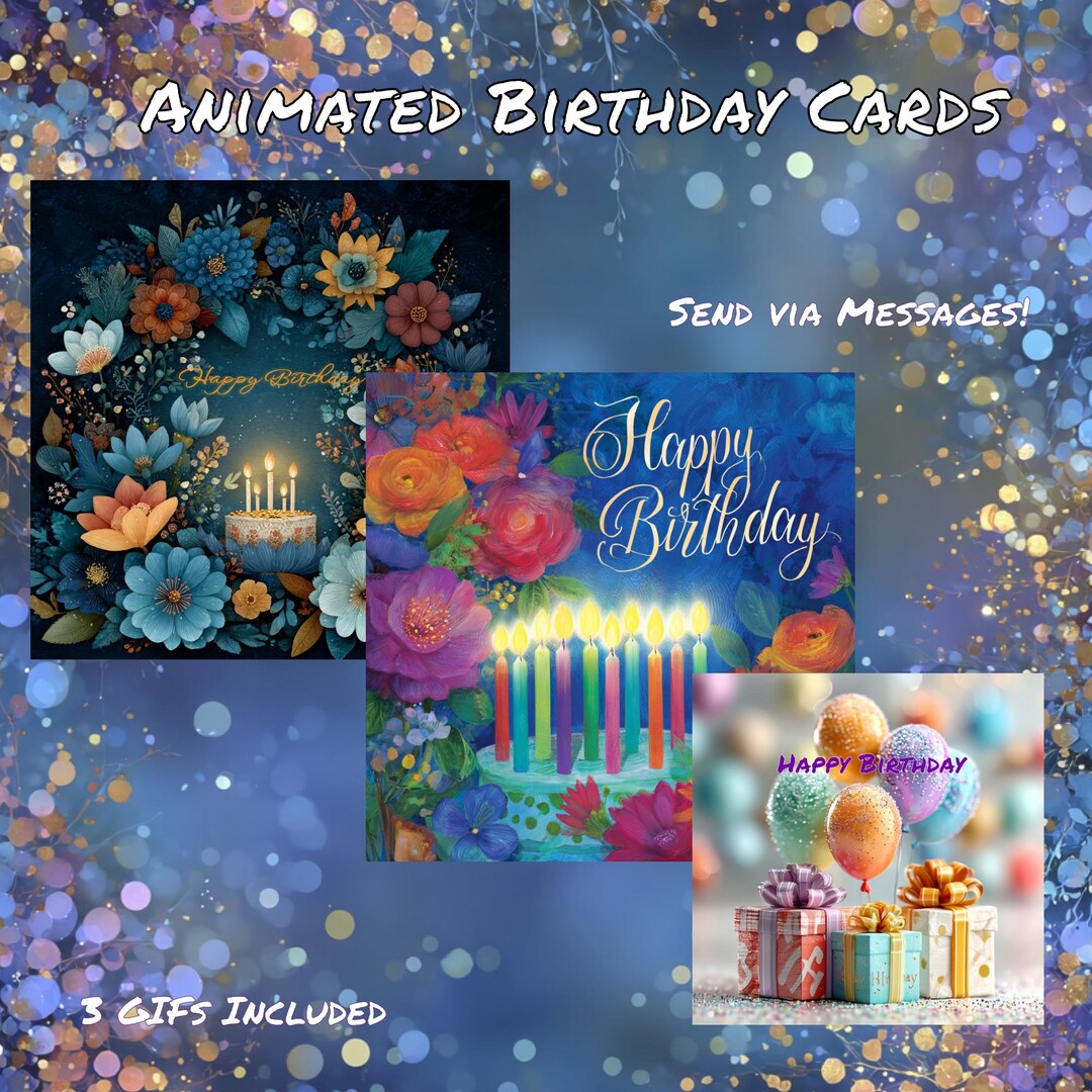 GIF Birthday Cards Set – 3 Fun Digital Greetings to Send Online Instant ...