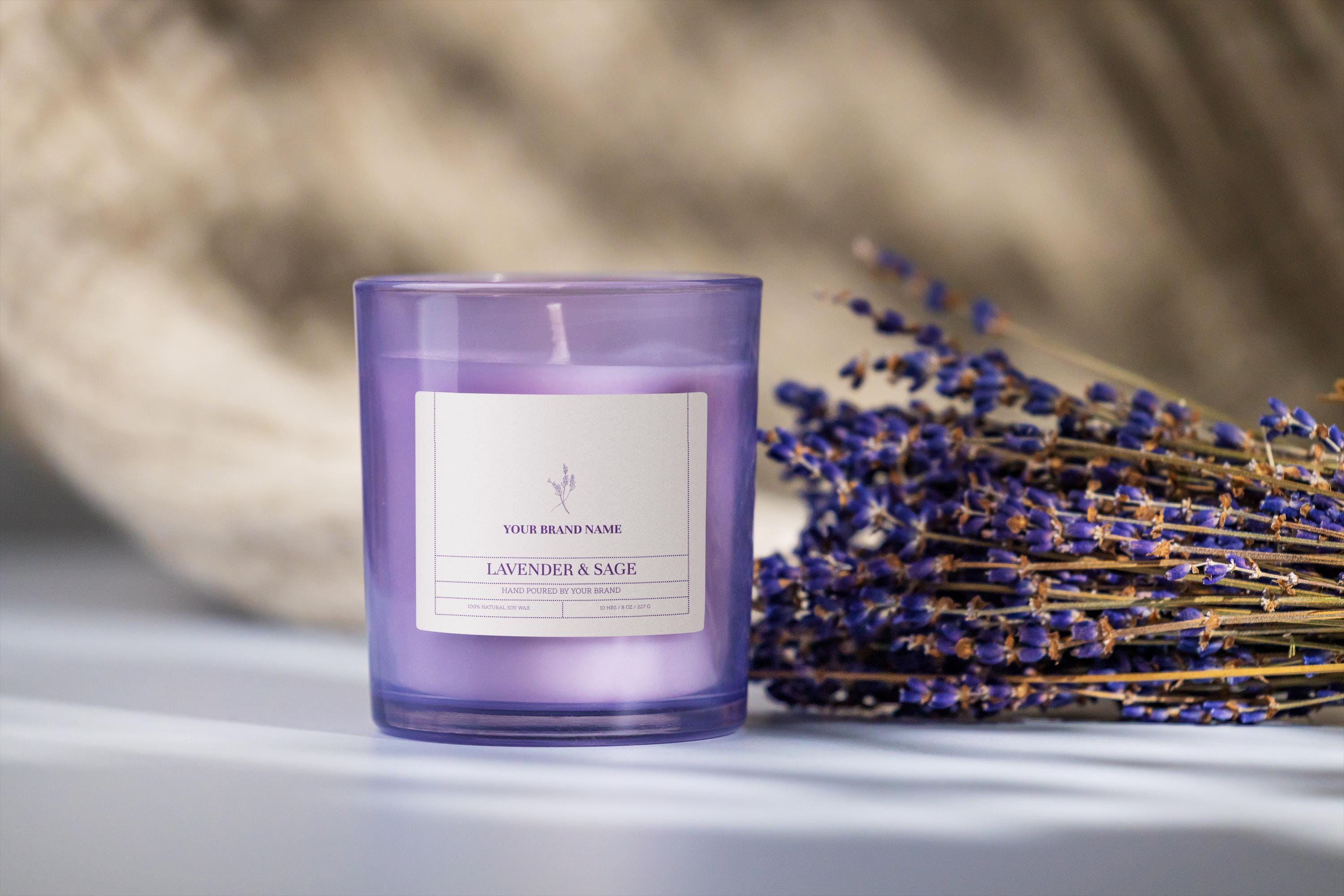 Lavender Candle Label Template, Editable Botanical Jar & Lid Sticker ...