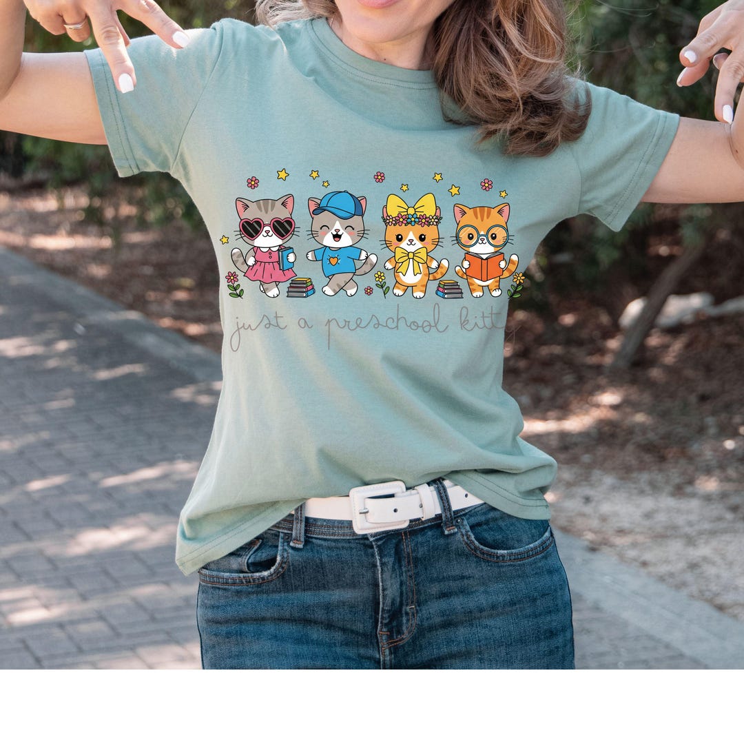 Preschool Kitties Digital Art Print: Back to School Kitten Illustration ...