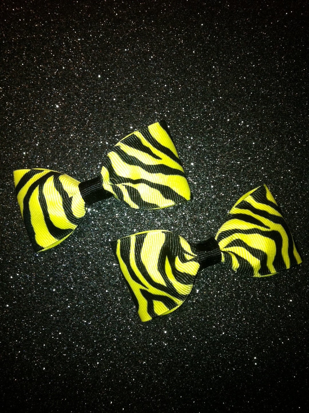 CUTE Pinup Rockabilly Yellow Zebra Print Hair Bows Pair - Etsy