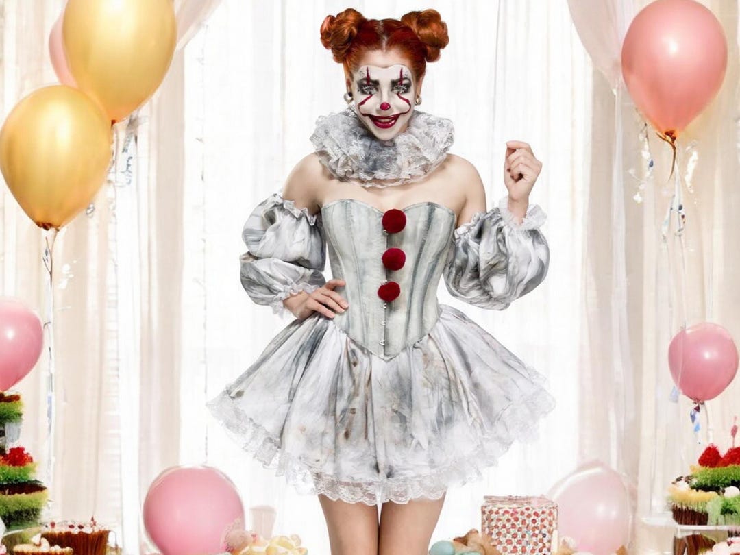 Horror Pennywise Clown Costume, IT Costume, Pantomime Costume, Spooky ...