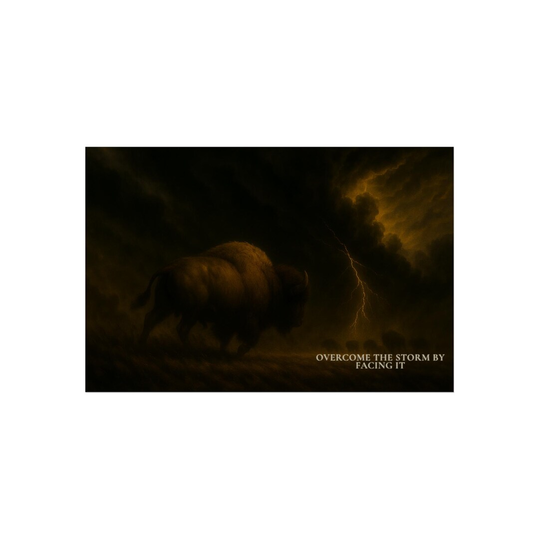 Bison Storm Poster: Motivational Animal Print, Grit & Resilience - Etsy ...