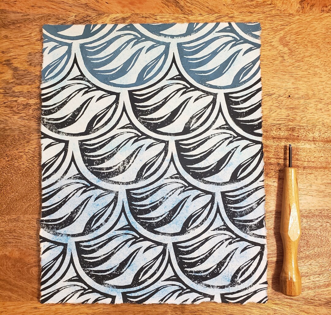 Print Linocut Original Wall Art Ocean Linocut Art Print Wall Art Gift ...