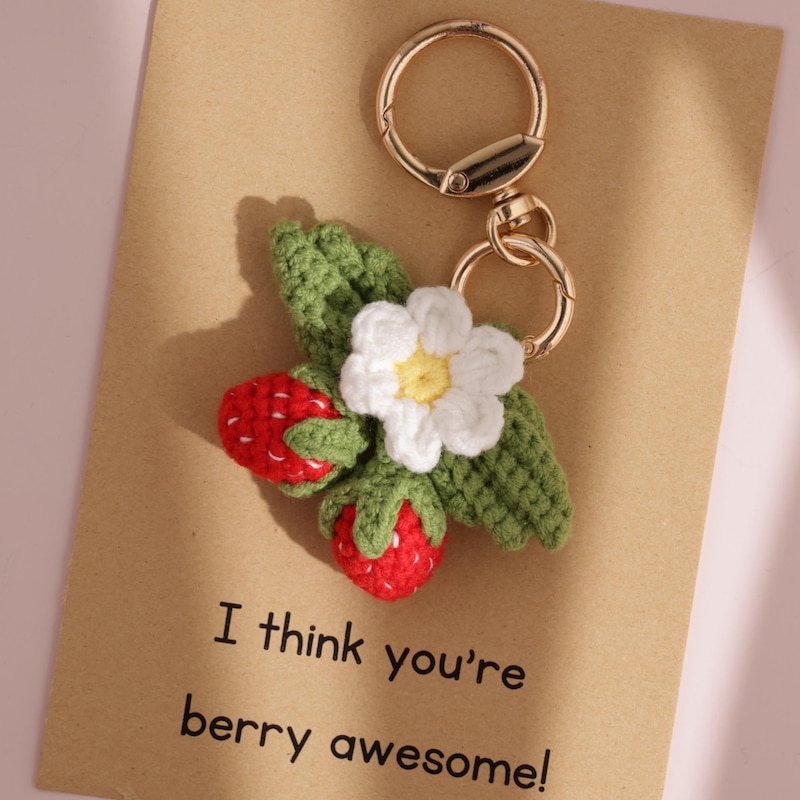 Cute Strawberry Key Chain - Etsy