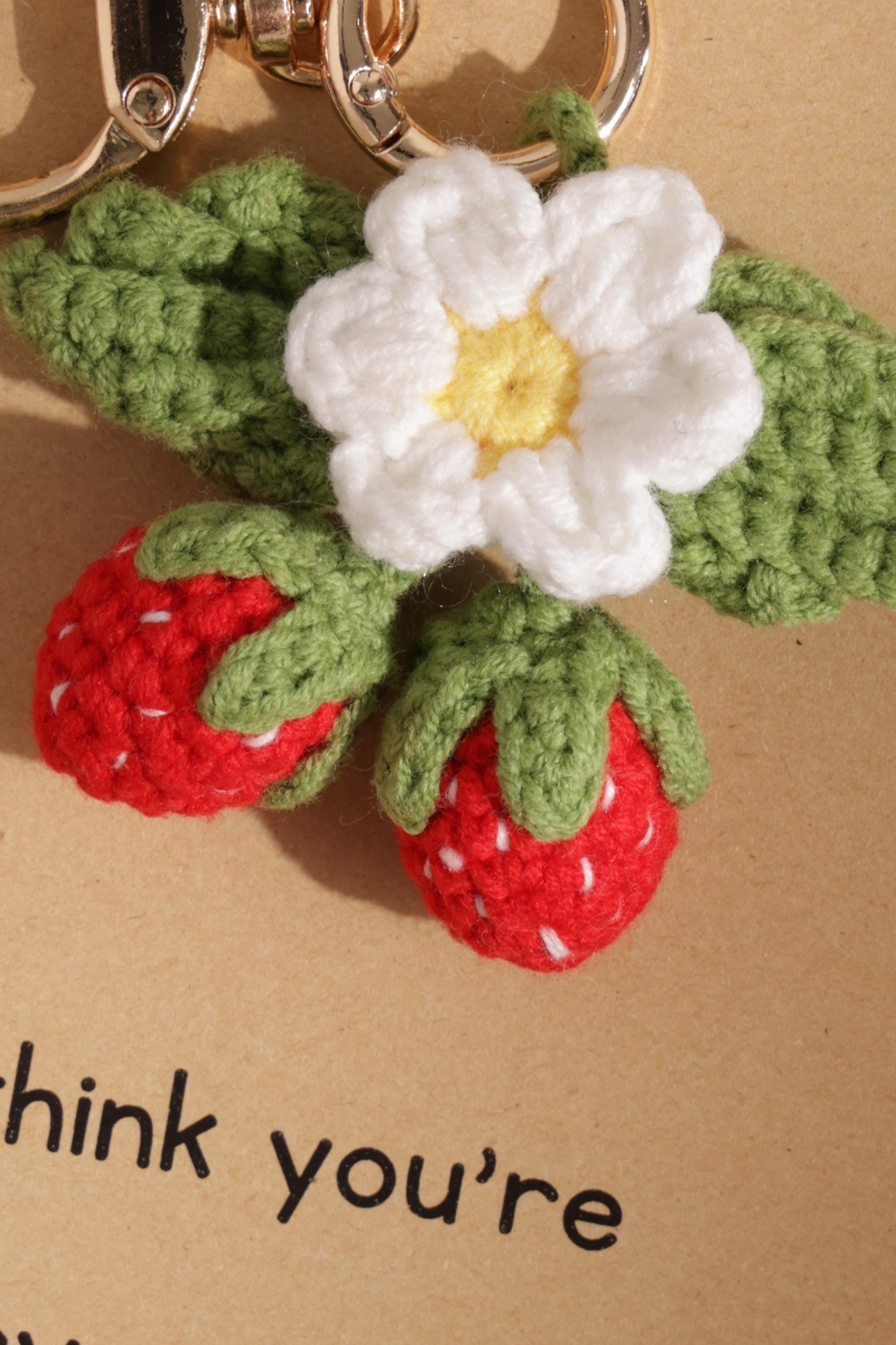Crochet Strawberry Keychain: Handmade Amigurumi Charm With Card, Gift ...