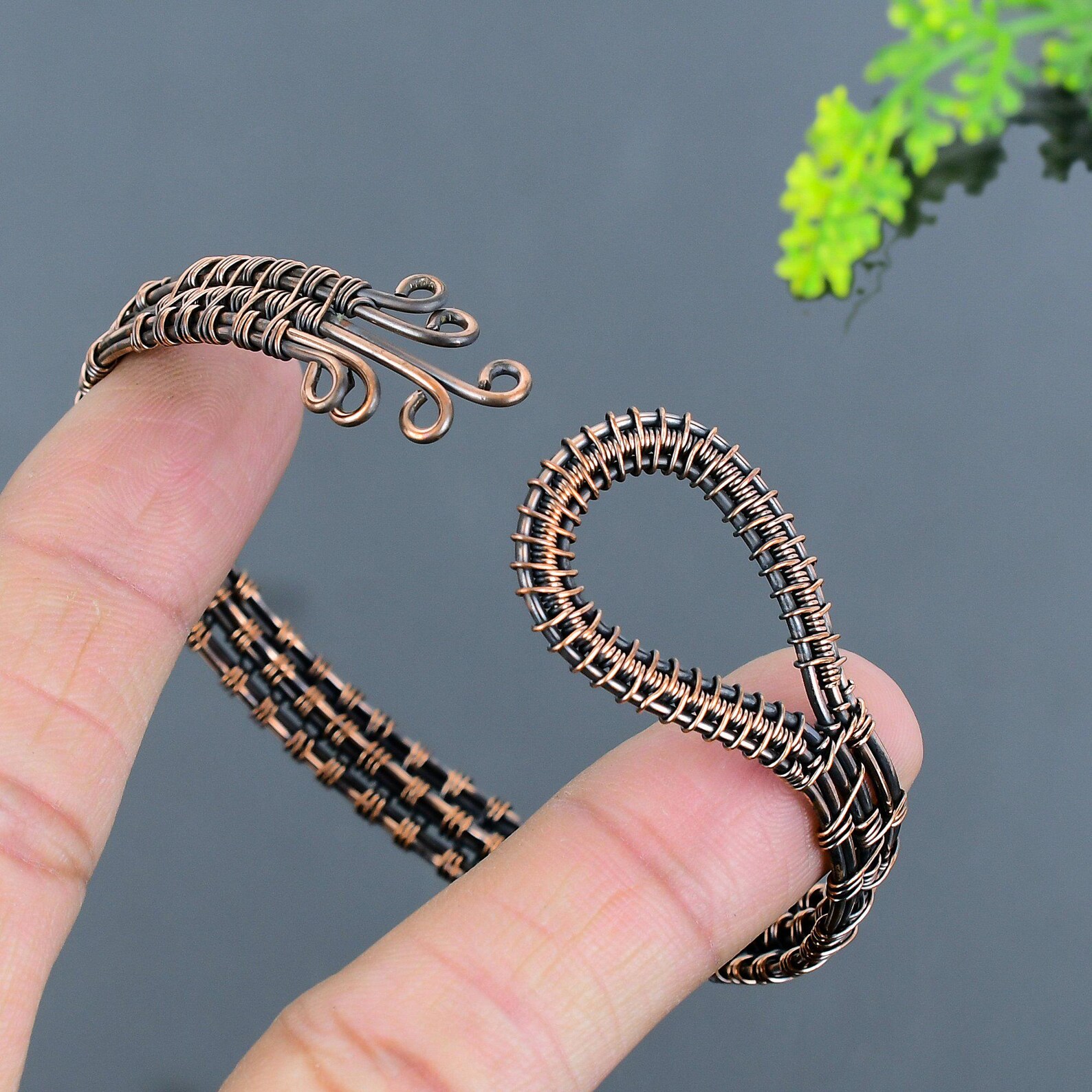 Adjustable Copper Wire Wrapped Bangle: Handcrafted Jewelry - Etsy
