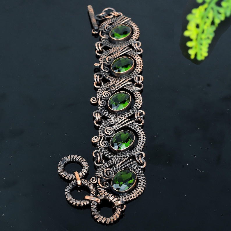 Copper Wire Wrapped Peridot Gemstone Jewelry- Artisan Handmade Copper ...